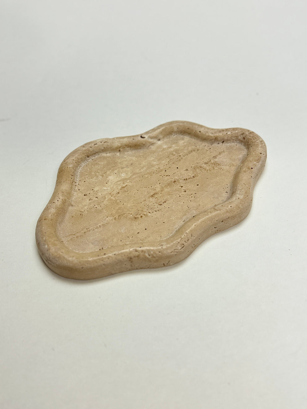 Decorative "Wave" Travertine Fluted Tray in Natural Stone – Rustike Home